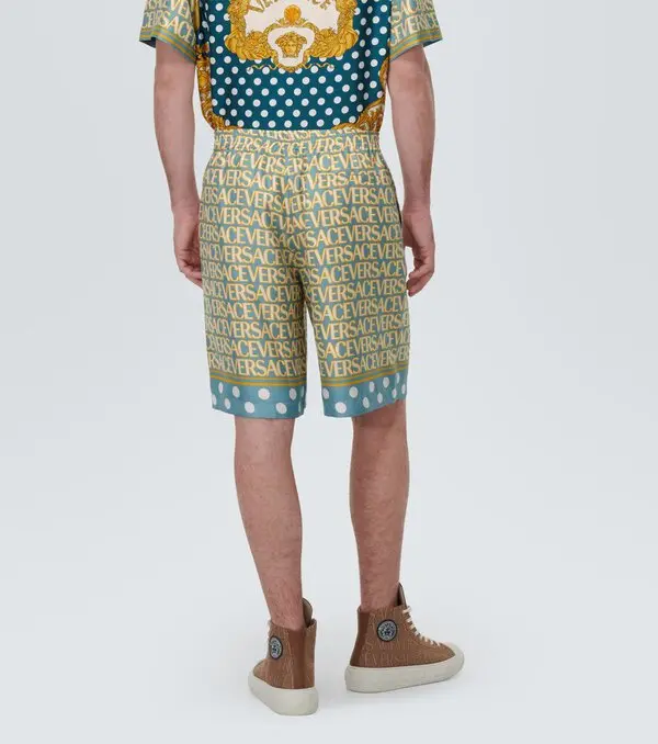 Versace Allover Silk Shorts - Multicoloured