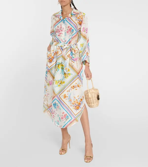 Zimmermann Halcyon Floral Silk Midi Dress