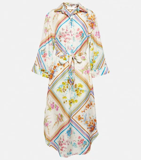 Zimmermann Halcyon Floral Silk Midi Dress