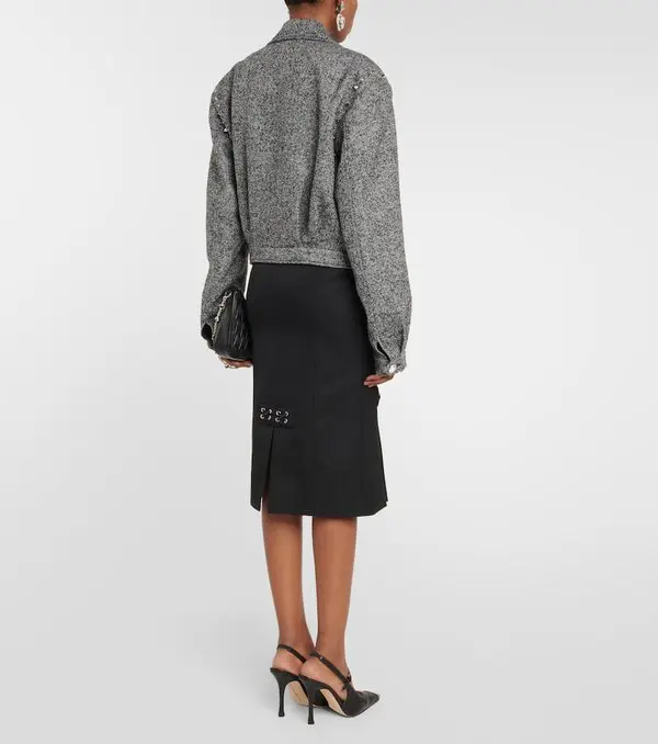 Alessandra Rich Herringbone Wool-blend Jacket