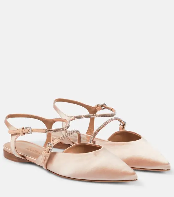 Max Mara Flos Embellished Satin Ballet Flats