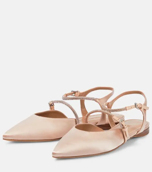 Max Mara Flos Embellished Satin Ballet Flats