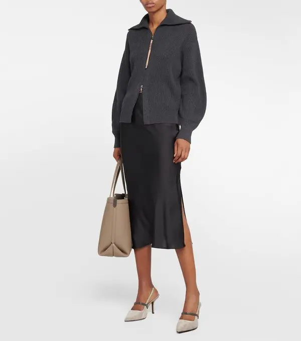Brunello Cucinelli Monili Suede Slingback Pumps - Brown