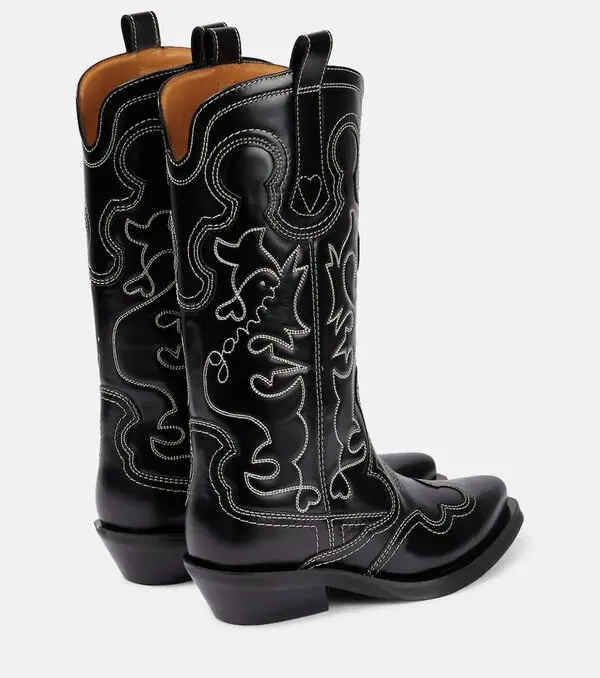 GANNI Leather Cowboy Boots