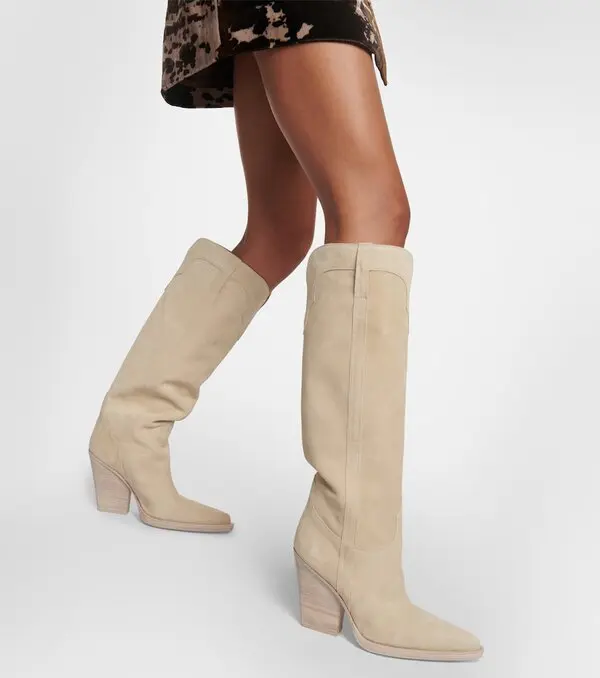 Paris Texas El Dorado Suede Knee-high Boots - Beige