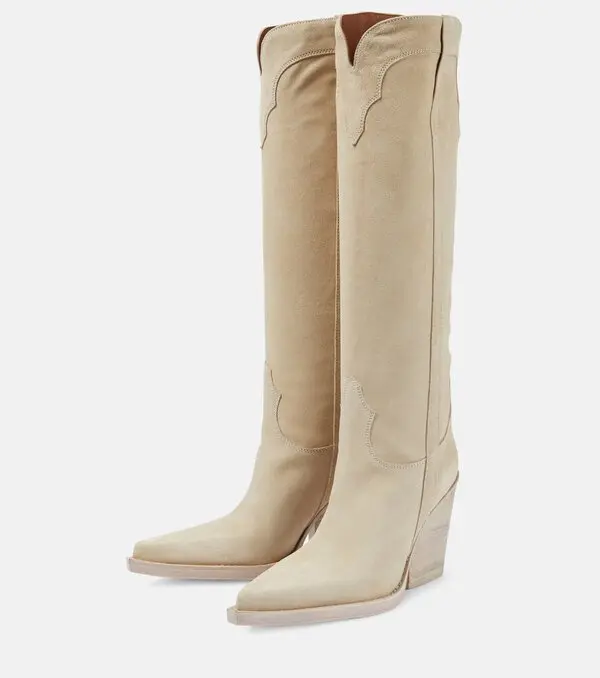 Paris Texas El Dorado Suede Knee-high Boots - Beige