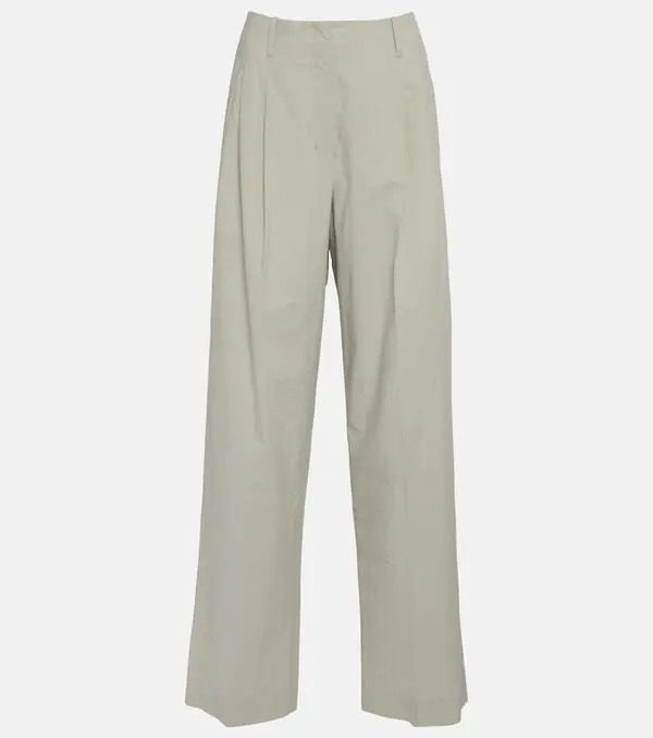THE ROW Gaugin High-rise Wide-leg Cotton Pants - Beige