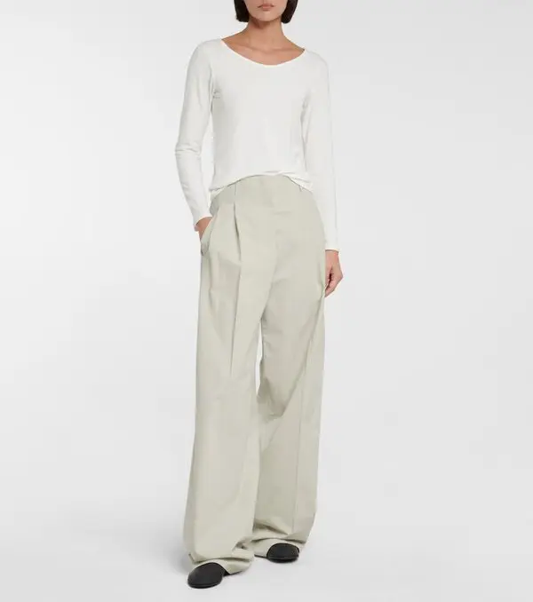 THE ROW Gaugin High-rise Wide-leg Cotton Pants