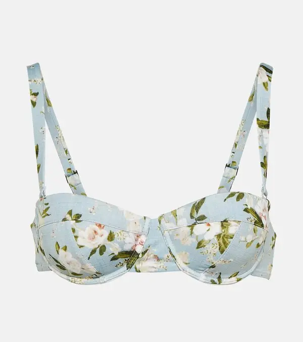 Erdem Chun Floral Bikini Top - Green