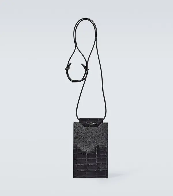 MAISON MARGIELA - Maison Margiela Croc-effect Leather Phone Pouch