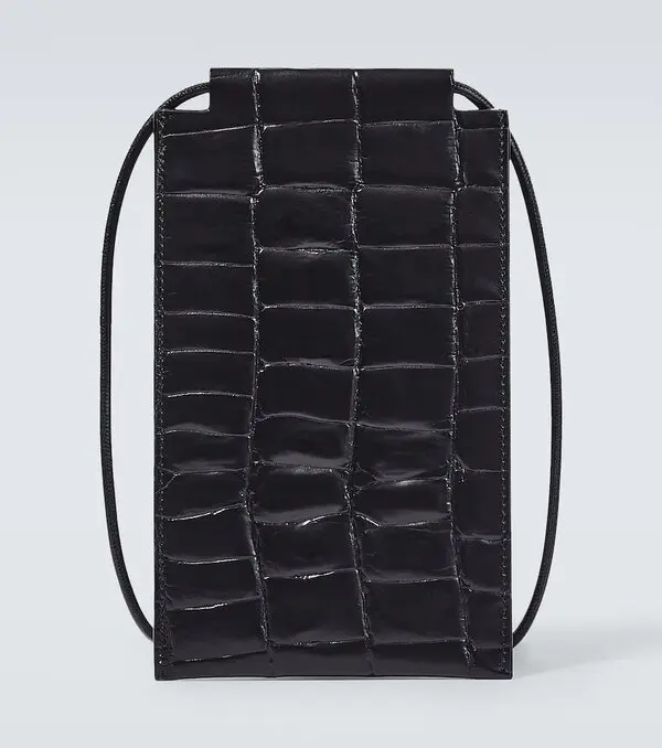 MAISON MARGIELA - Maison Margiela Croc-effect Leather Phone Pouch