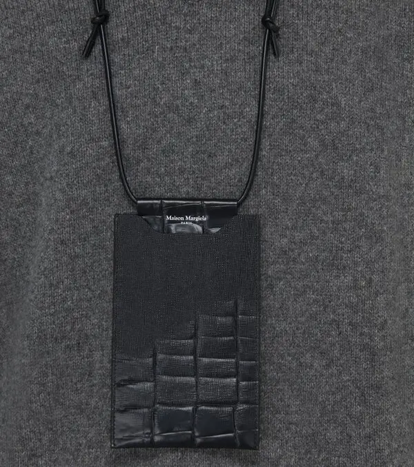 MAISON MARGIELA - Maison Margiela Croc-effect Leather Phone Pouch