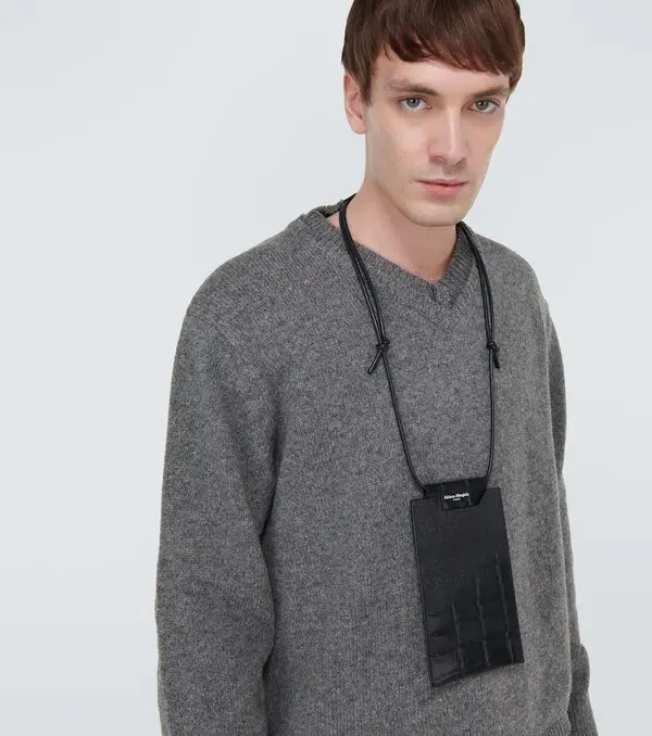 MAISON MARGIELA - Maison Margiela Croc-effect Leather Phone Pouch