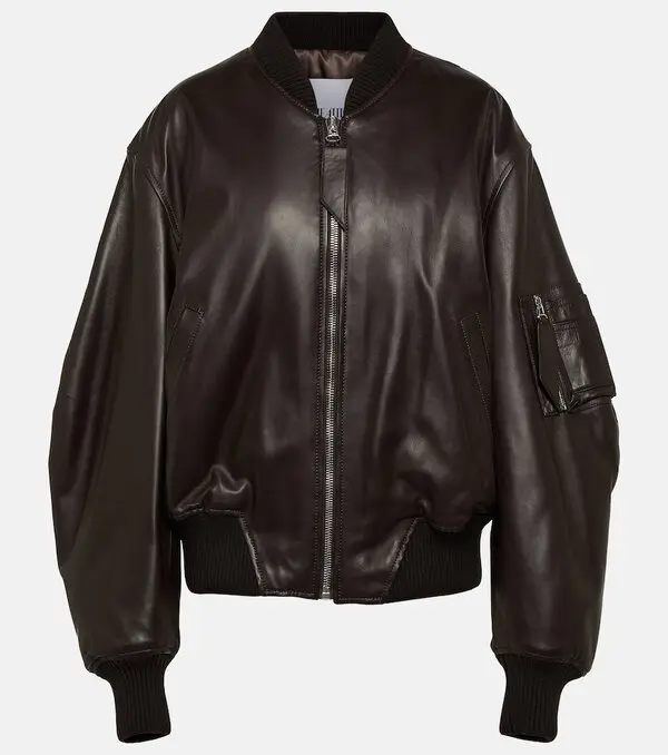 Attico Anja Leather Bomber Jacket