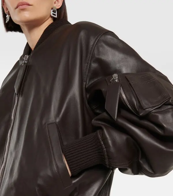 Attico Anja Leather Bomber Jacket