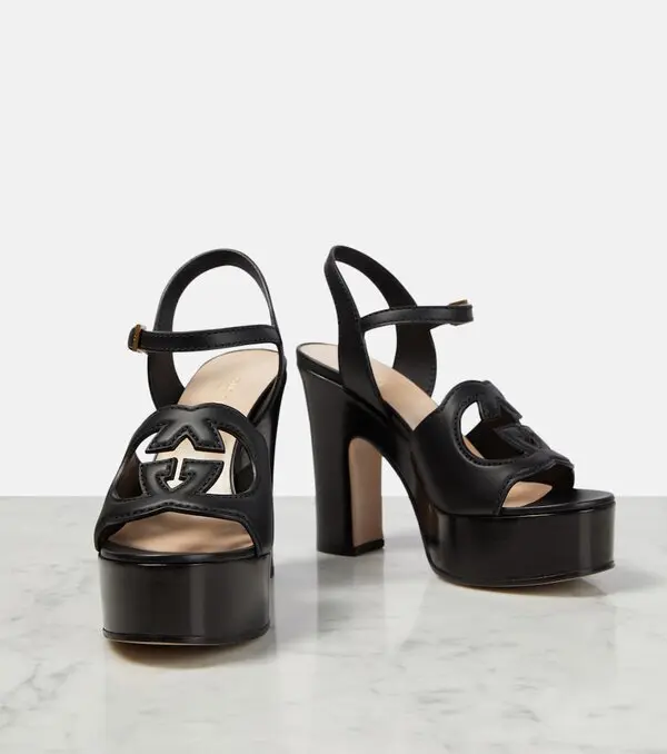 Gucci Interlocking G Leather Platform Sandals