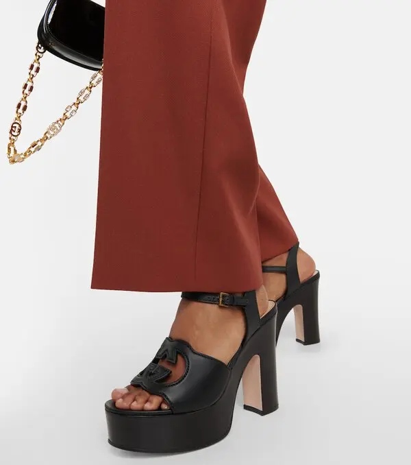 Gucci Interlocking G Leather Platform Sandals