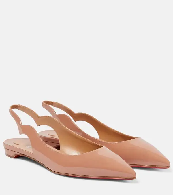 CHRISTIAN LOUBOUTIN Patent Leather Ballet Flats - Beige