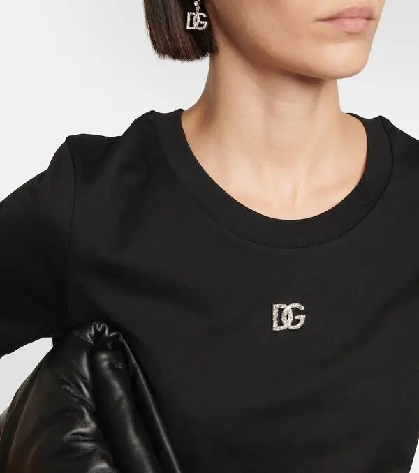 Dolce & Gabbana Embellished Cotton Jersey T-shirt - White