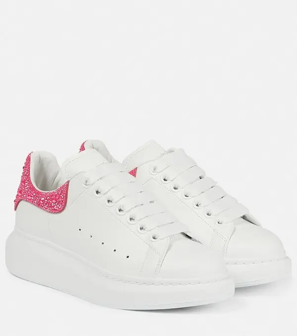 Alexander McQueen Oversized Embellished Leather Sneakers