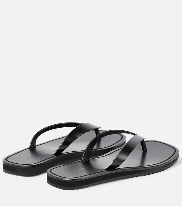 THE ROW Leather Thong Sandals - Black