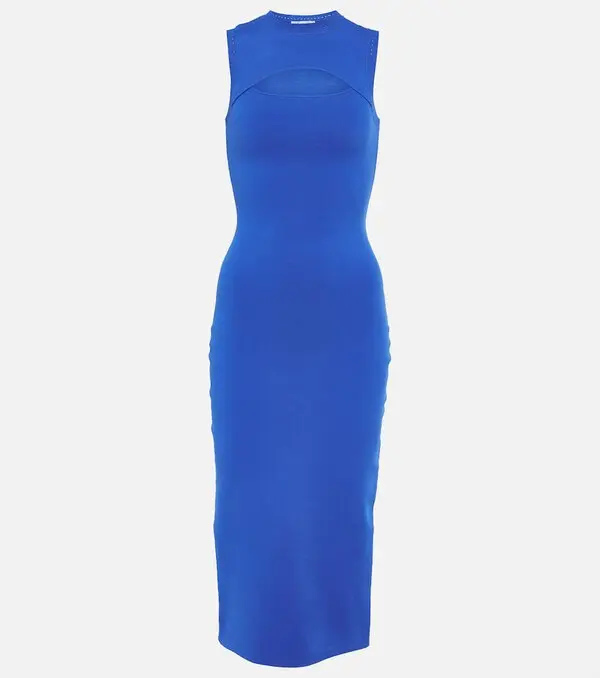 Victoria Beckham Slash Front CrPe Midi Dress In Blue - 30% Off |  Editorialist