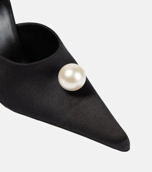 Magda Butrym Appliqué Embellished Satin Mules - Black