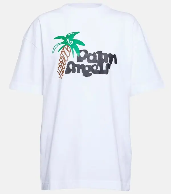 Palm Angels Logo Printed T-shirt - White