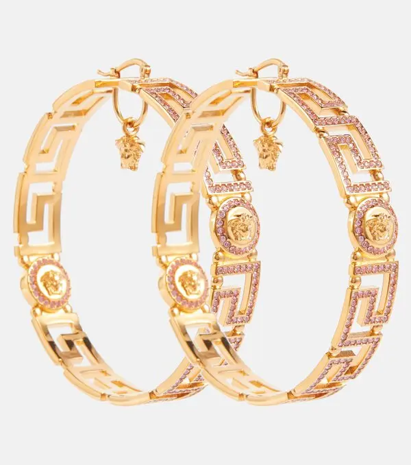 Versace Greca Crystal-embellished Hoop Earrings