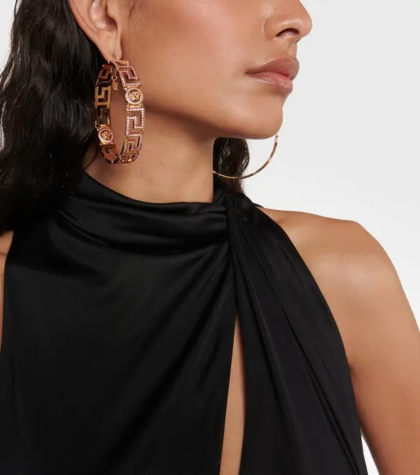 Versace Greca Crystal-embellished Hoop Earrings