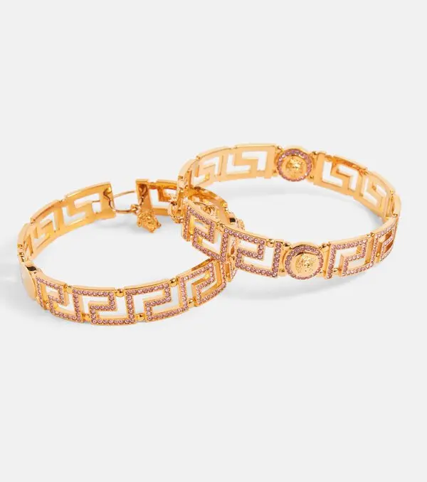 Versace Greca Crystal-embellished Hoop Earrings