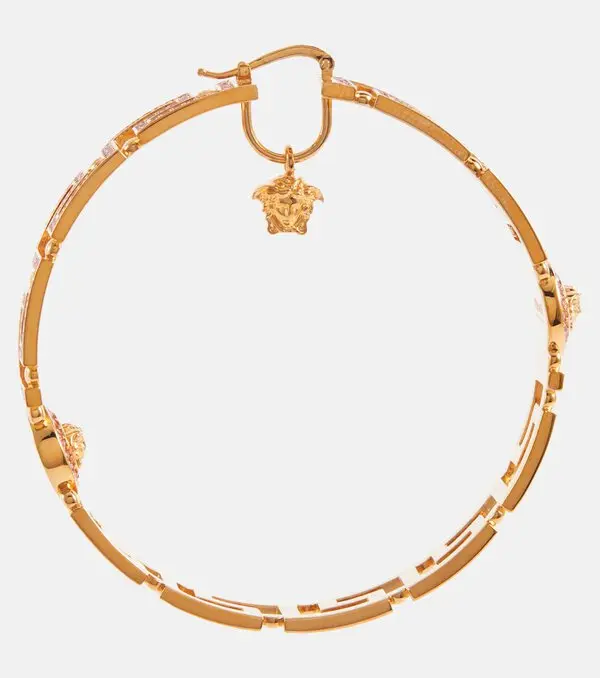 Versace Greca Crystal-embellished Hoop Earrings
