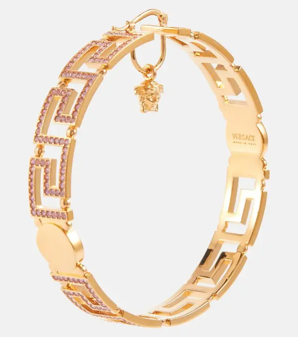 Versace Greca Crystal-embellished Hoop Earrings