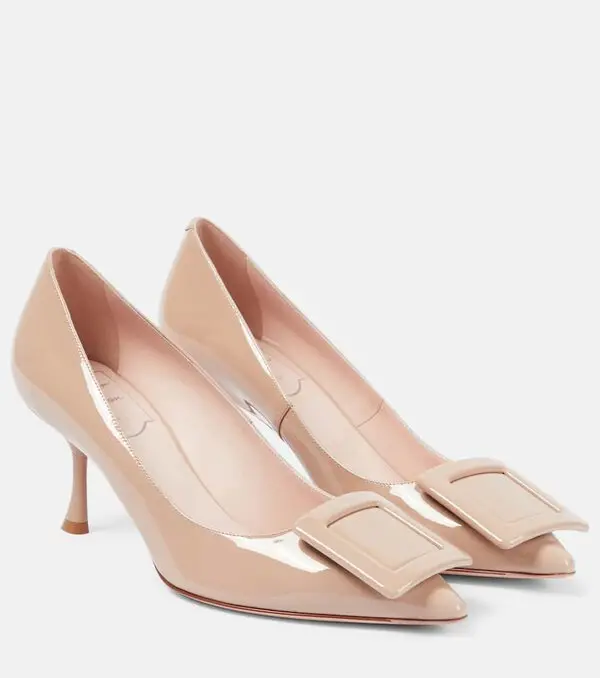 ROGER VIVIER Viv' In The City 65 Patent Leather Pumps - Beige