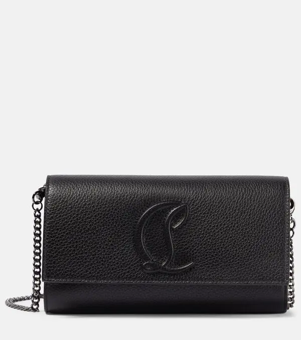 CHRISTIAN LOUBOUTIN Logo Leather Wallet On Chain - Black