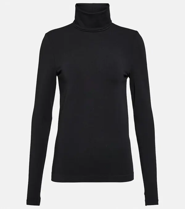 Wolford Aurora Jersey Turtleneck Top - Black