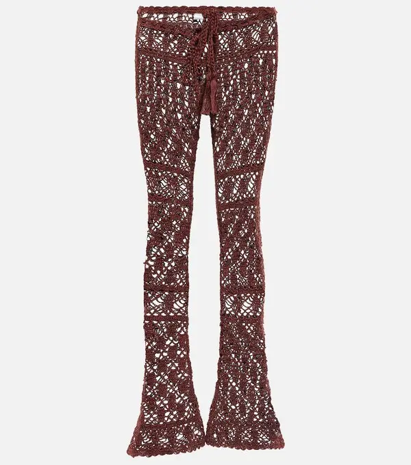 Anna Kosturova Mid-rise Crochet Pants - Brown
