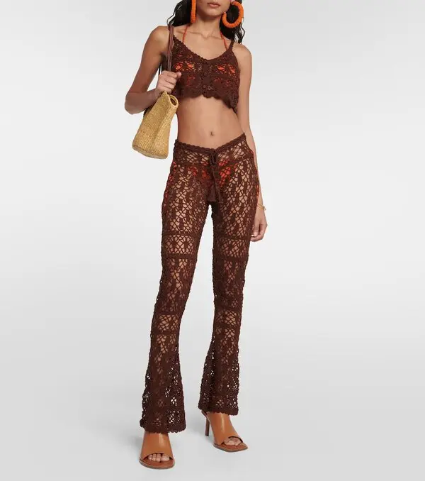 Anna Kosturova Mid-rise Crochet Pants