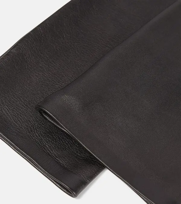 THE ROW Simon Leather Gloves - Black