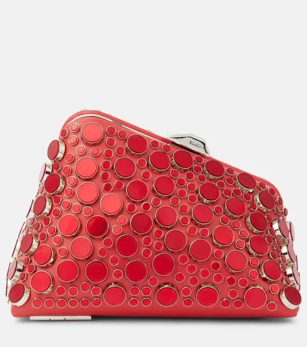 Attico Midnight Mini Embellished Leather Clutch - Red