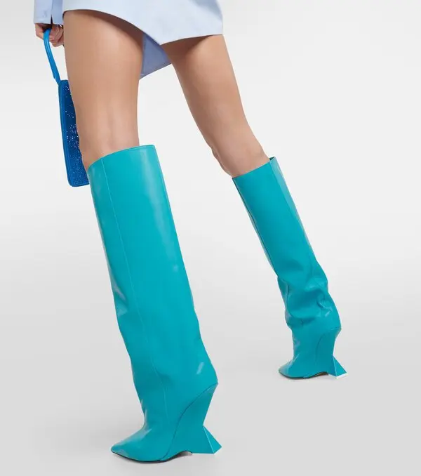 Attico Cheope Leather Knee-high Boots - Blue