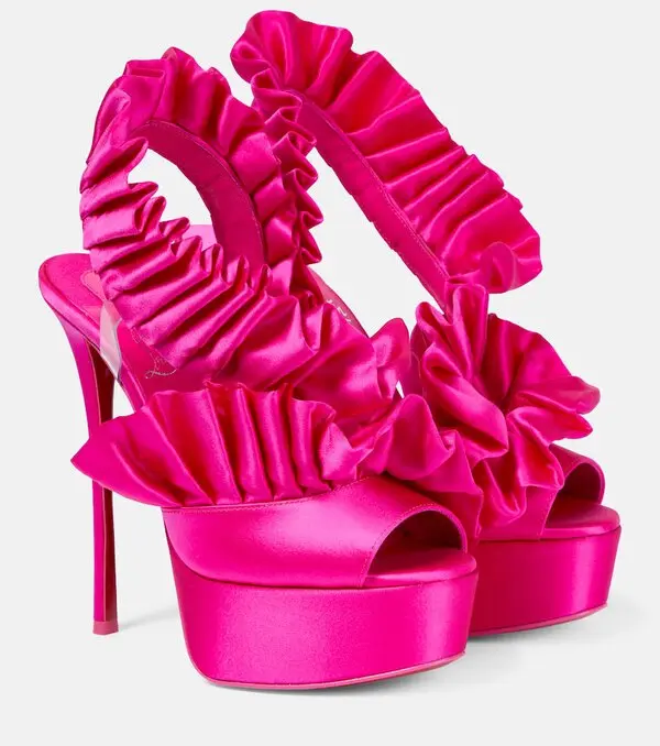 CHRISTIAN LOUBOUTIN Froufrou Alta 150 Satin Platform Sandals - Pink