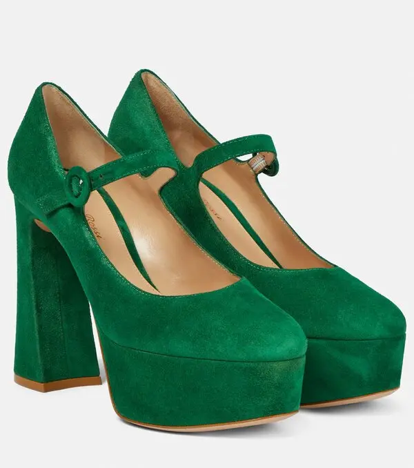 GIANVITO ROSSI Mary Jane Suede Leather Pumps