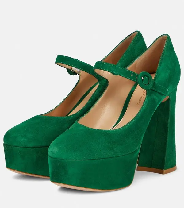 GIANVITO ROSSI Mary Jane Suede Leather Pumps
