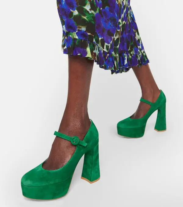 GIANVITO ROSSI Mary Jane Suede Leather Pumps