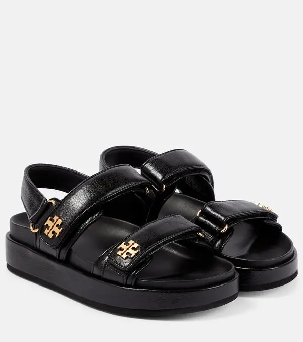 Tory Burch Kira Leather Platform Sandals - Black