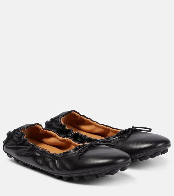 TOD'S Bubble Leather Ballet Flats - Black
