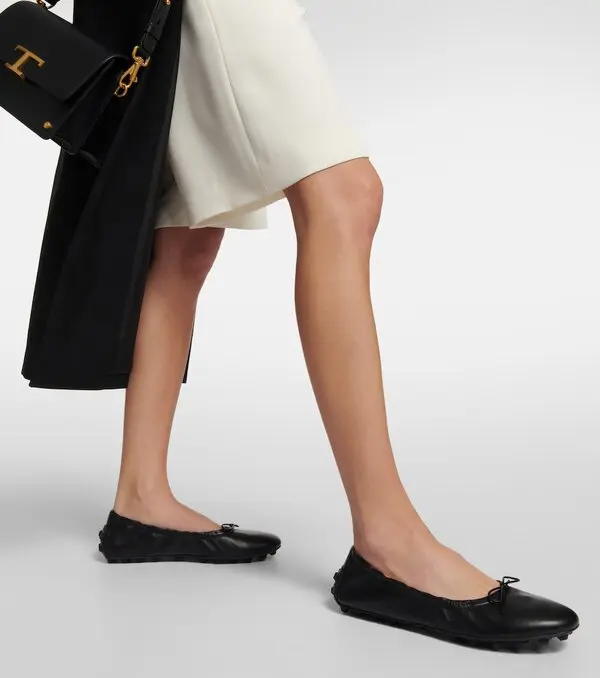 TOD'S Bubble Leather Ballet Flats