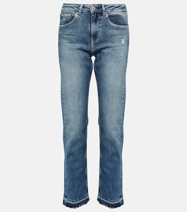 Ag Girlfriend Mid-rise Straight Jeans - Blue