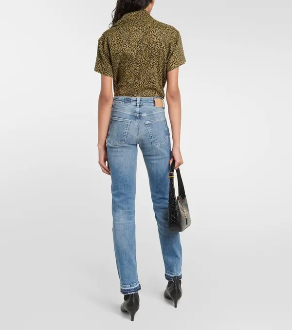 Ag Girlfriend Mid-rise Straight Jeans In Broadway Wash